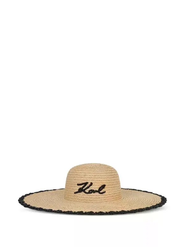 Karl Lagerfeld Wide Brim Sun Hat - Neutrals