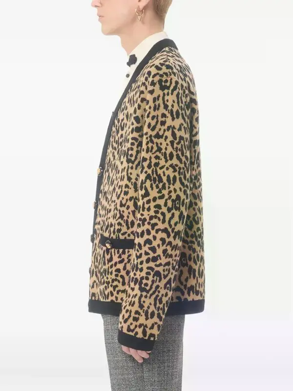 Valentino Garavani Animal-print Jacquard Cardigan - Neutrals