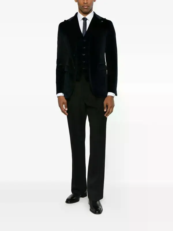 Tagliatore Single-breasted Velvet-texture Cotton Blazer