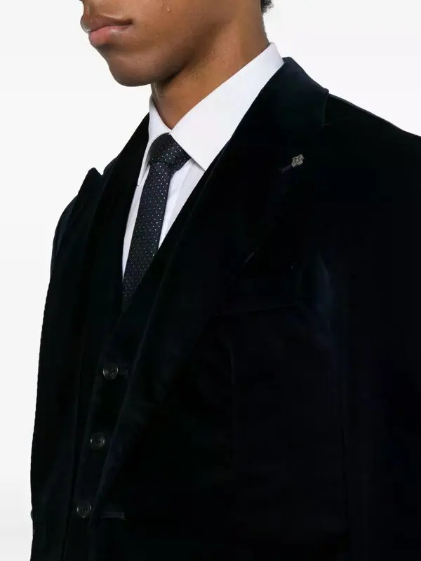 Tagliatore Single-breasted Velvet-texture Cotton Blazer