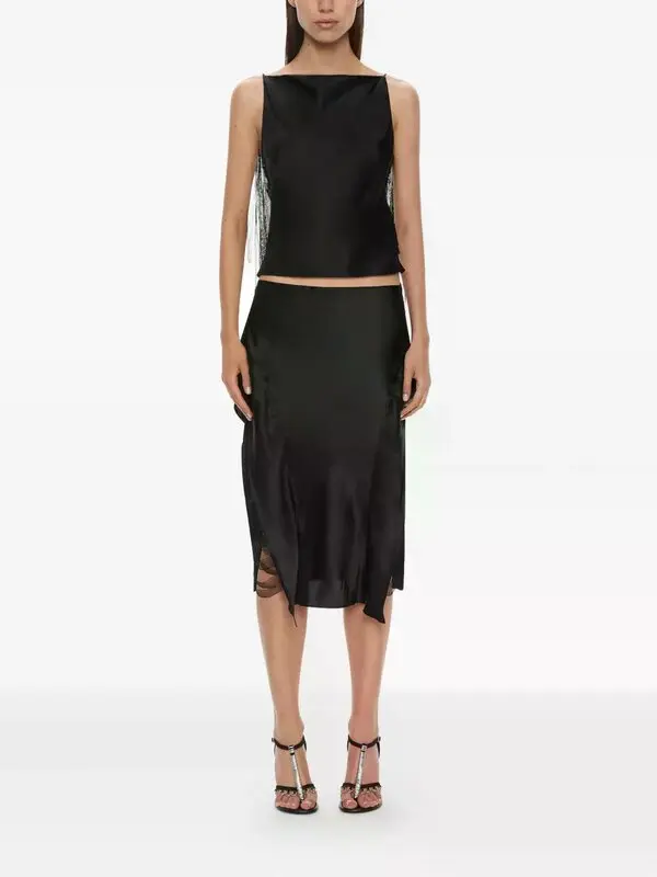 Christopher Esber Lattice Lace Silk Midi Skirt