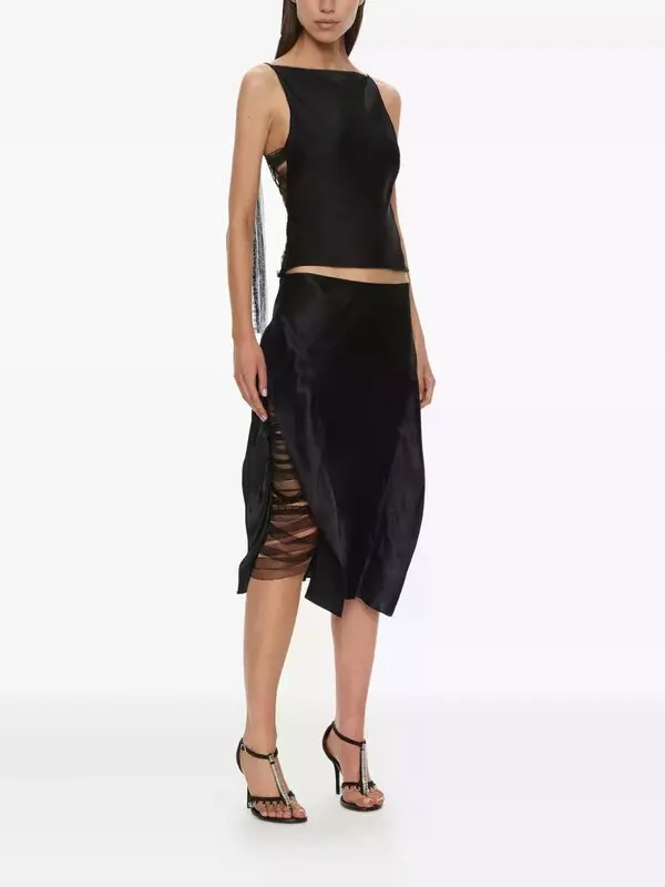 Christopher Esber Lattice Lace Silk Midi Skirt