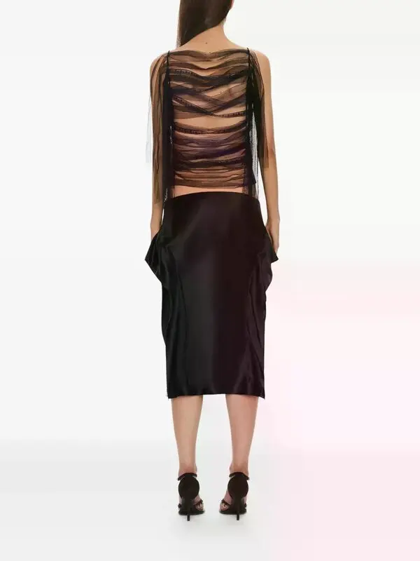 Christopher Esber Lattice Lace Silk Midi Skirt