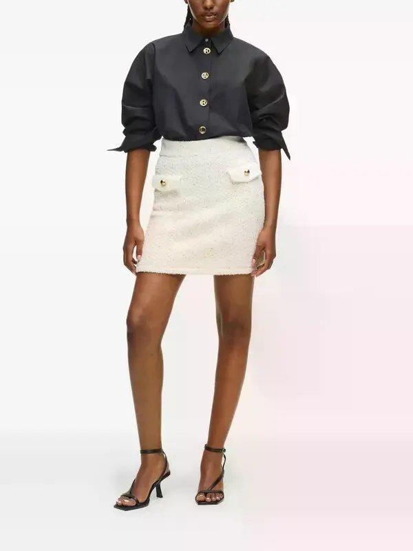Karl Lagerfeld Mini Bouclé Pocket Skirt - Neutrals