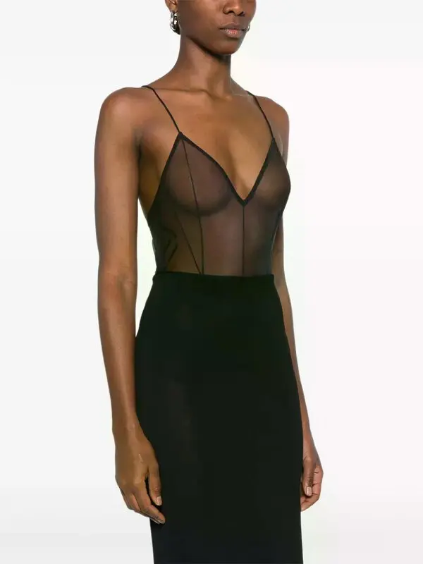 Alex Perry V-neck Zip Bodysuit - Brown