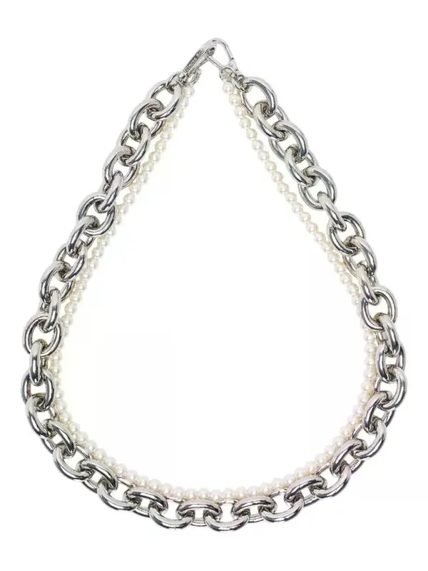 Simone Rocha Pearl And Chain Strap Necklace - Silver