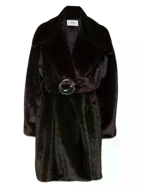 Coperni Belted Faux Fur Coat - Brown