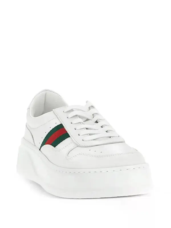 Gucci Logo Sneakers With Web Detail - White