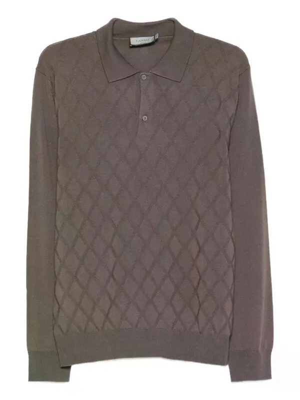 Canali Diamond-pattern Polo Shirt