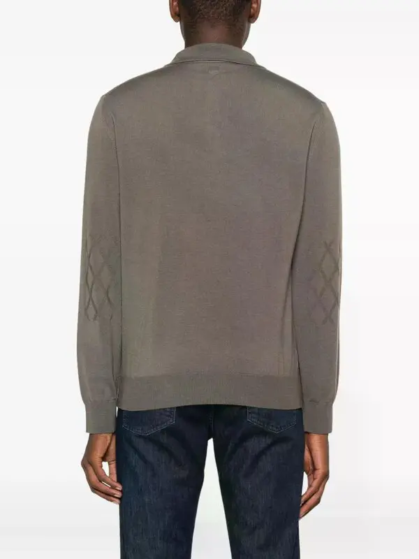 Canali Diamond-pattern Polo Shirt