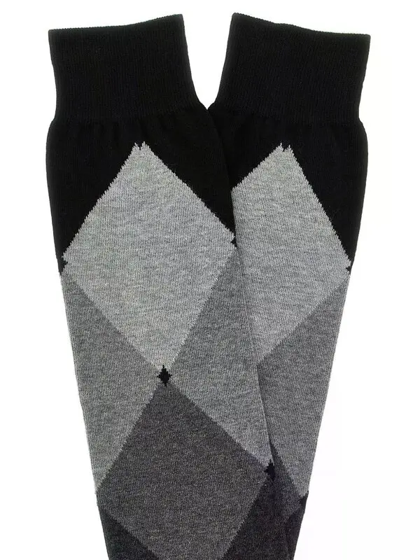 BALLANTYNE Diamond Patterned Knee High Socks - Black