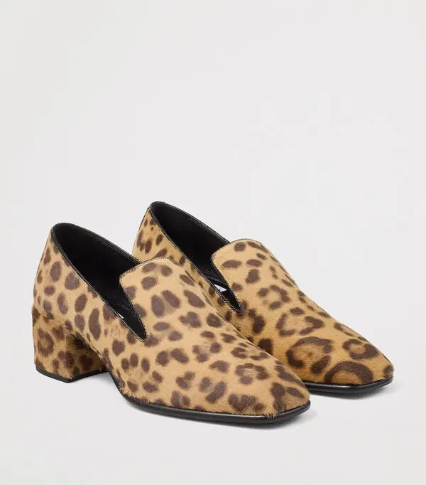 JIMMY CHOO Eliot Leopard Print Pony Hair Heeled Loafers - Neutral