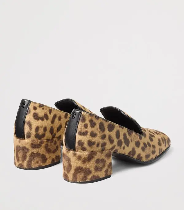 JIMMY CHOO Eliot Leopard Print Pony Hair Heeled Loafers - Neutral