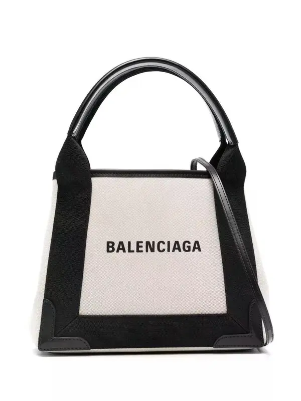 Balenciaga Logo Print Canvas Tote Bag - Neutrals