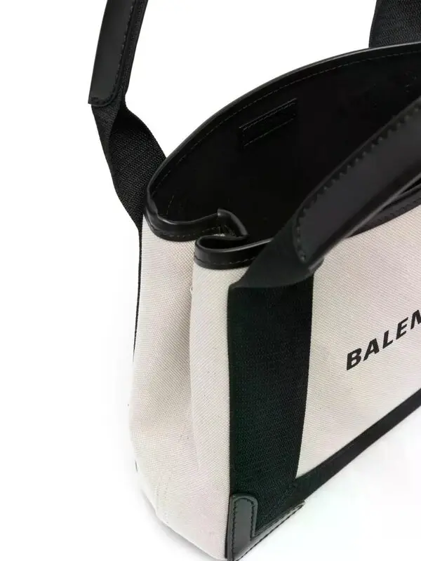 Balenciaga Logo Print Canvas Tote Bag - Neutrals