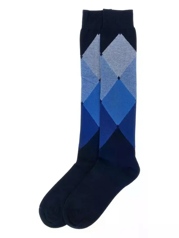 BALLANTYNE Diamond Patterned Stockings - Blue