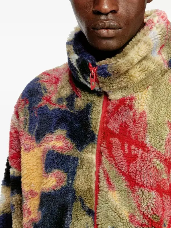 DIESEL® Graffiti Motif Teddy Fleece Jacket - Neutrals