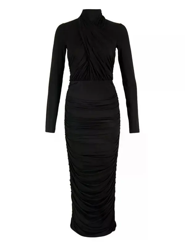 Balmain Ruched Midi Dress - Black
