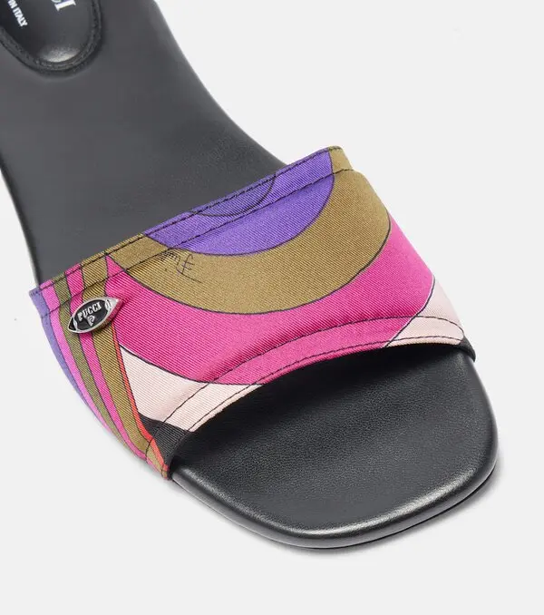Emilio Pucci Multicolor Silk Open Toe Slides - Multicoloured