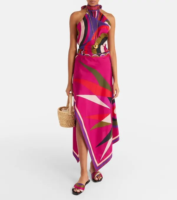 Emilio Pucci Multicolor Silk Open Toe Slides - Multicoloured