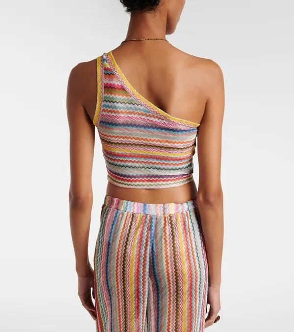 Missoni Zigzag One-shoulder Crop Top