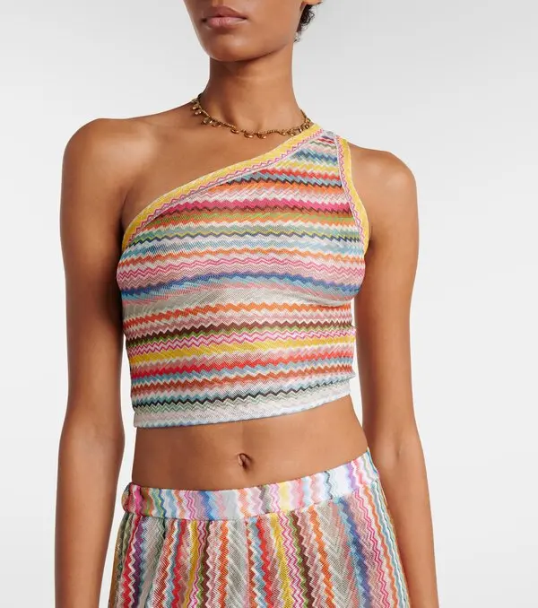 Missoni Zigzag One-shoulder Crop Top