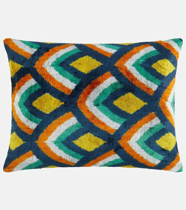 LES-OTTOMANS Silk And Cotton Velvet Cushion - Multicoloured