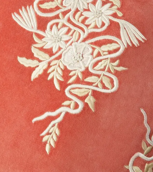 LES-OTTOMANS Embroide Cotton Velvet Cushion