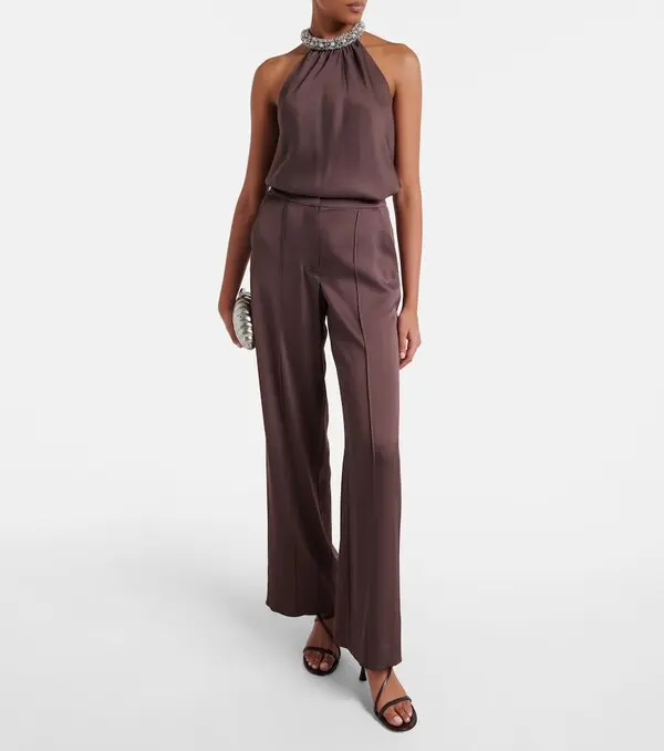 Simkhai Embellished Satin Halter Neck Top