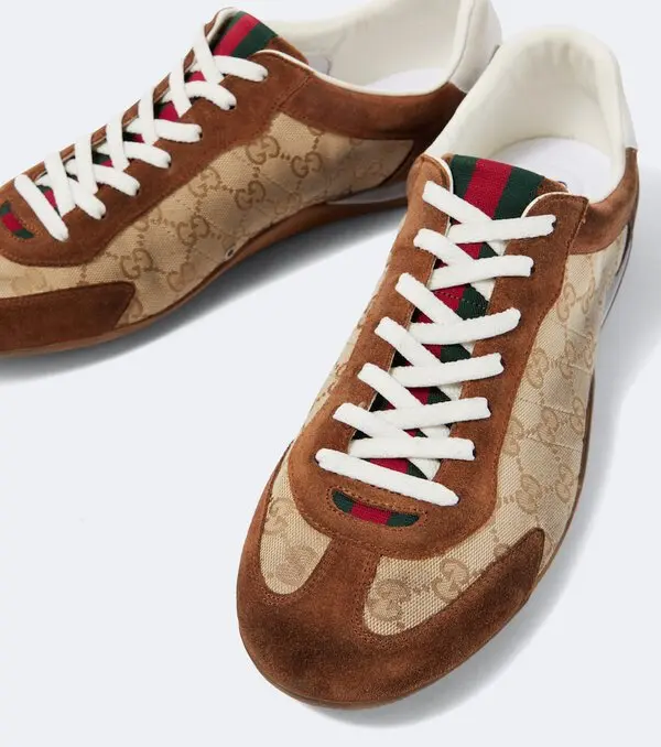 Gucci Gg Canvas And Suede Lace-up Sneakers