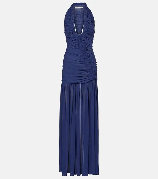 Christopher Esber Orion Ruched Halterneck Gown - Blue