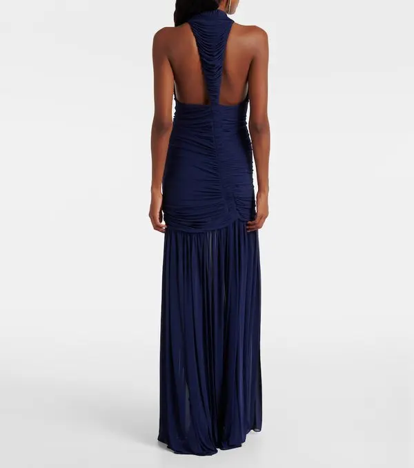 Christopher Esber Orion Ruched Halterneck Gown - Blue