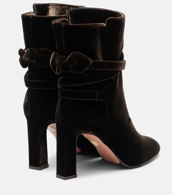AQUAZZURA Velvet Bow Ankle Boots