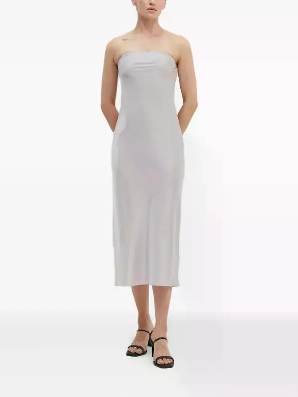 SAMSOE SAMSOE Strapless Midi Dress - Silver