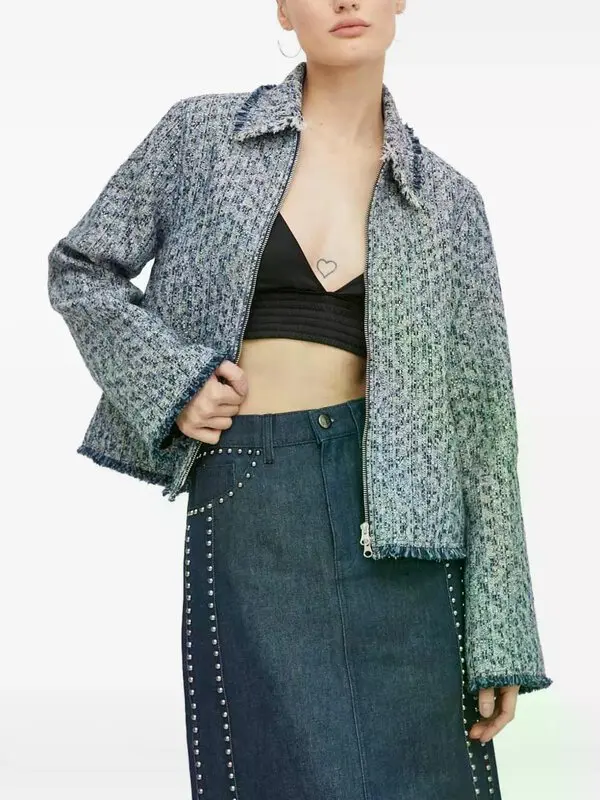 SAMSOE SAMSOE Tweed-effect Zip-up Jacket