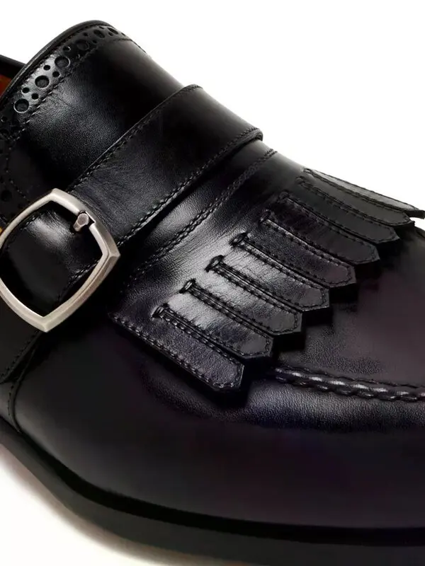 Magnanni Fringed Monk Shoes - Black
