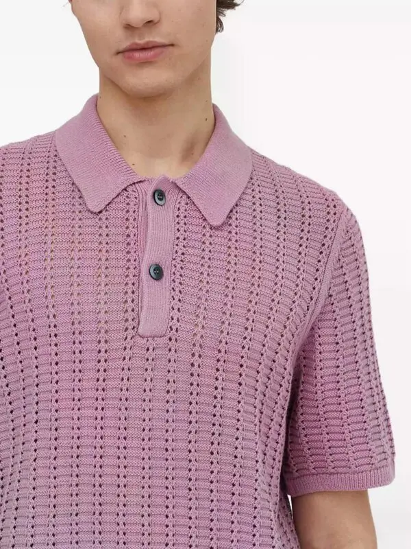 SAMSOE SAMSOE Open-knit Short-sleeve Polo Shirt