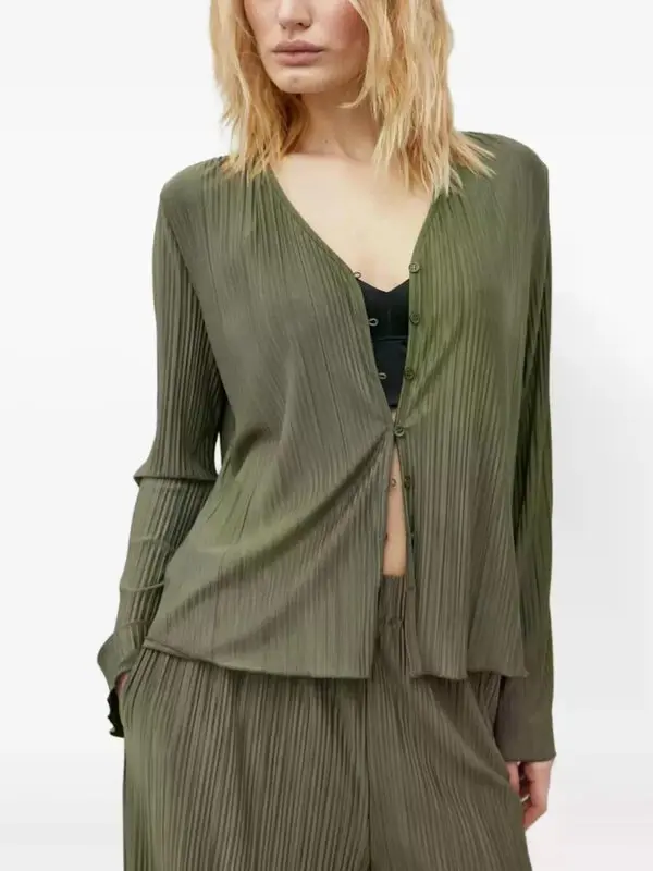 SAMSOE SAMSOE Buttoned Pleated Long Sleeve Top