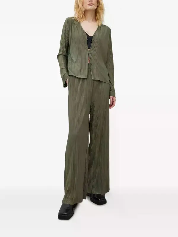 SAMSOE SAMSOE Buttoned Pleated Long Sleeve Top