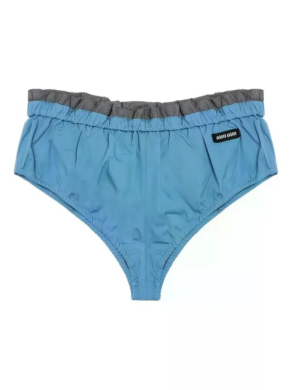 Miu Miu Logo Patch Mini Shorts - Blue