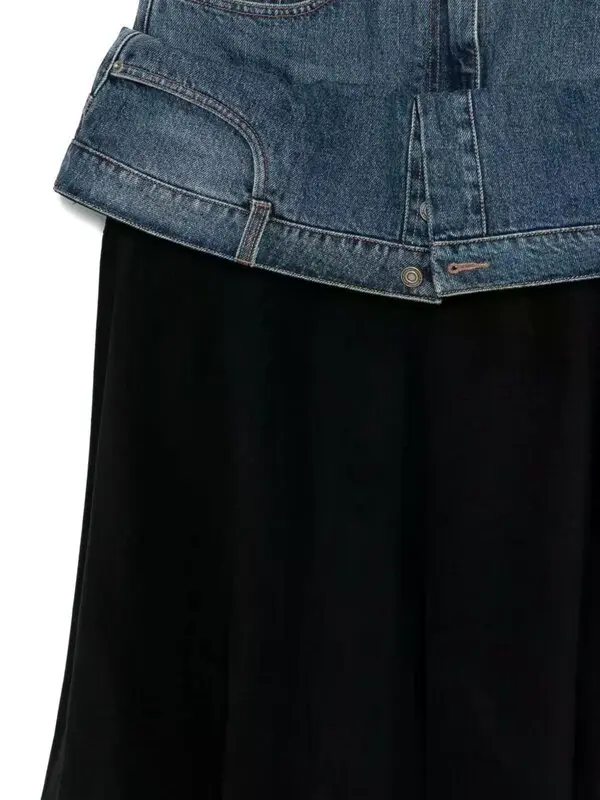JUUN.J Layered Denim And Cotton Blend Skirt