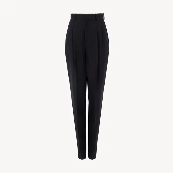 Chloé High-rise Wide-leg Wool Trousers - Black