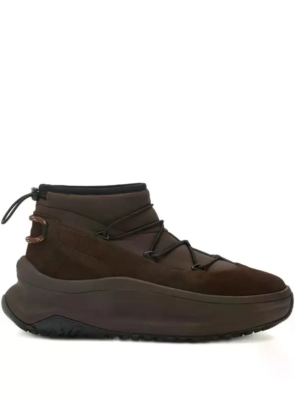 Moon Boot High Top Lace-up Suede Sneakers - Brown