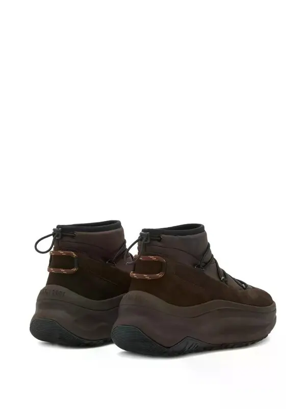 Moon Boot High Top Lace-up Suede Sneakers - Brown