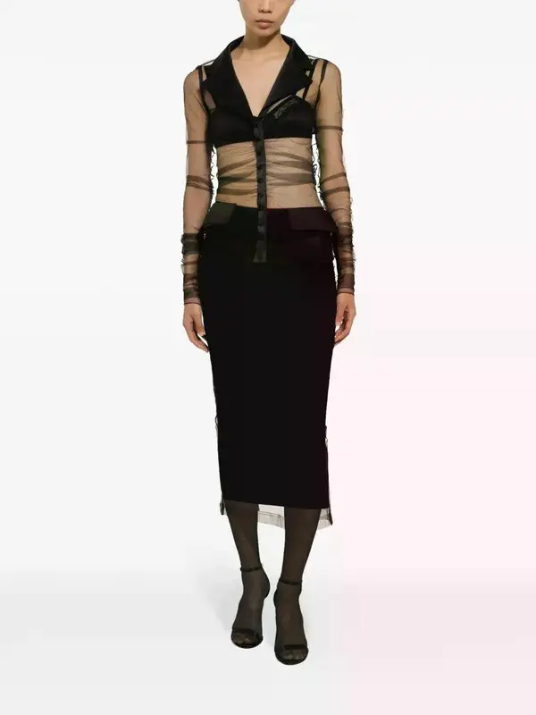 Dolce & Gabbana Sheer Trim Midi Skirt