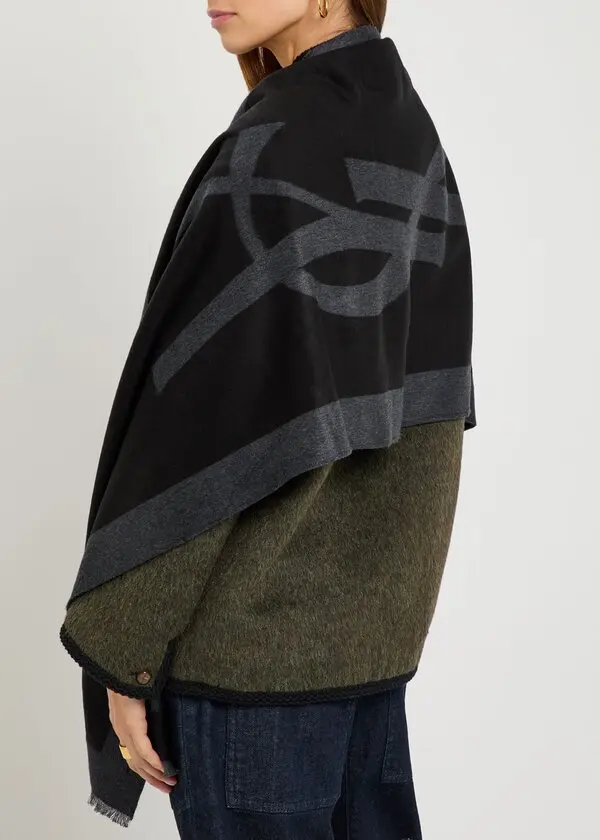 Saint Laurent Cassandra Logo Silk Scarf