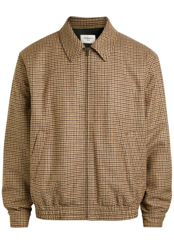 Saint Laurent Houndstooth Jacquard Zip-up Jacket