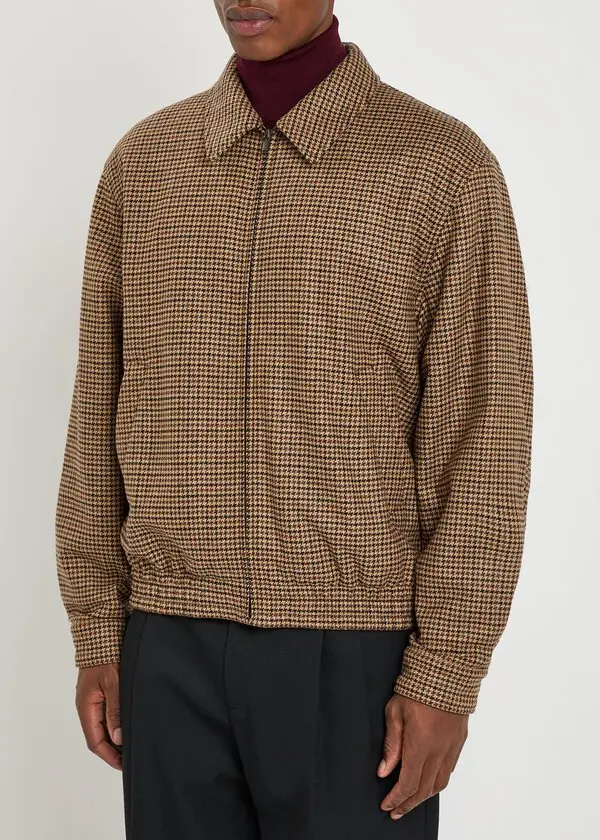Saint Laurent Houndstooth Jacquard Zip-up Jacket