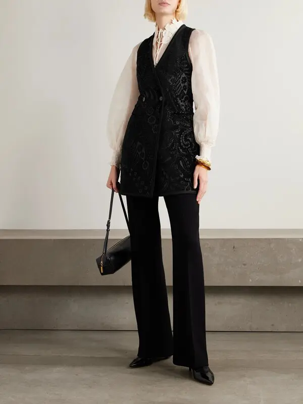 Etro Double-breasted Velvet Jacquard Vest