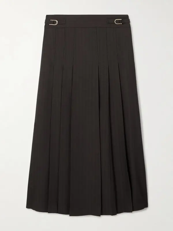 Gabriela Hearst Pleated Wool-blend Midi Skirt